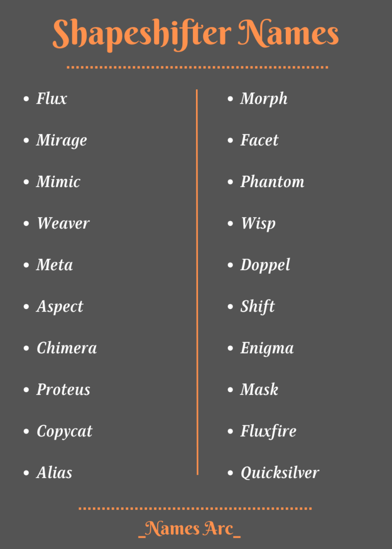 Shapeshifter Names: 400+ Best Names for Shapeshifter - Namesarc